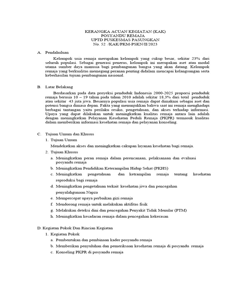 Kak Posyandu Remaja 2023 | PDF
