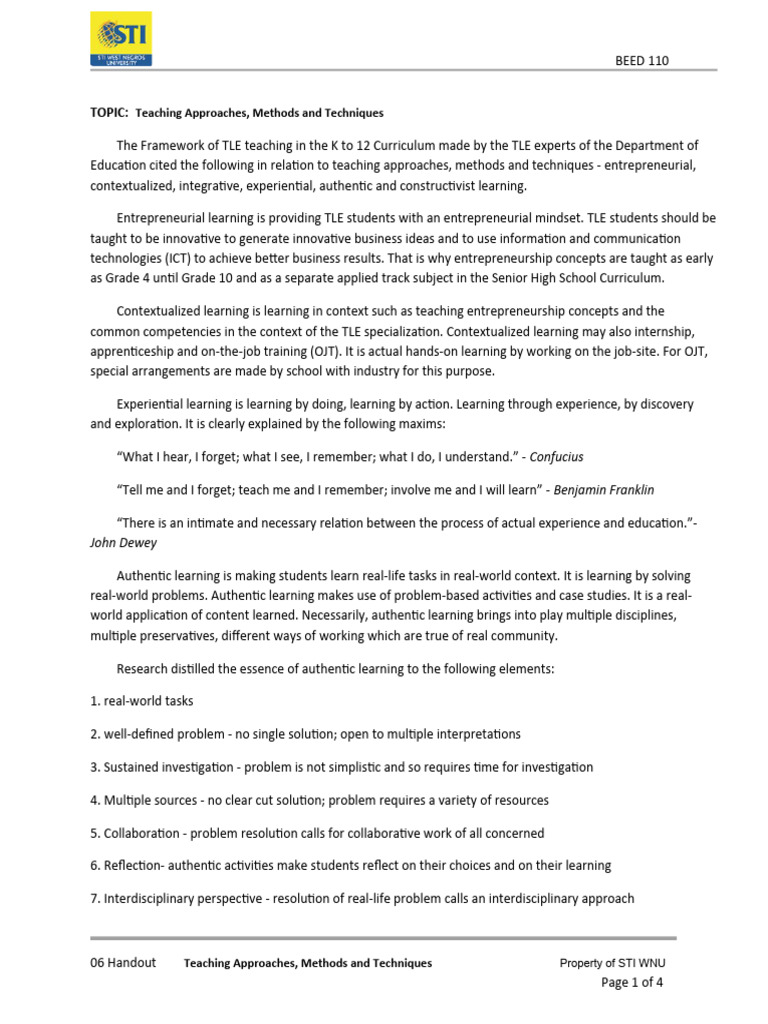 Handout-1 | PDF | Learning | Constructivism (Philosophy Of Education)