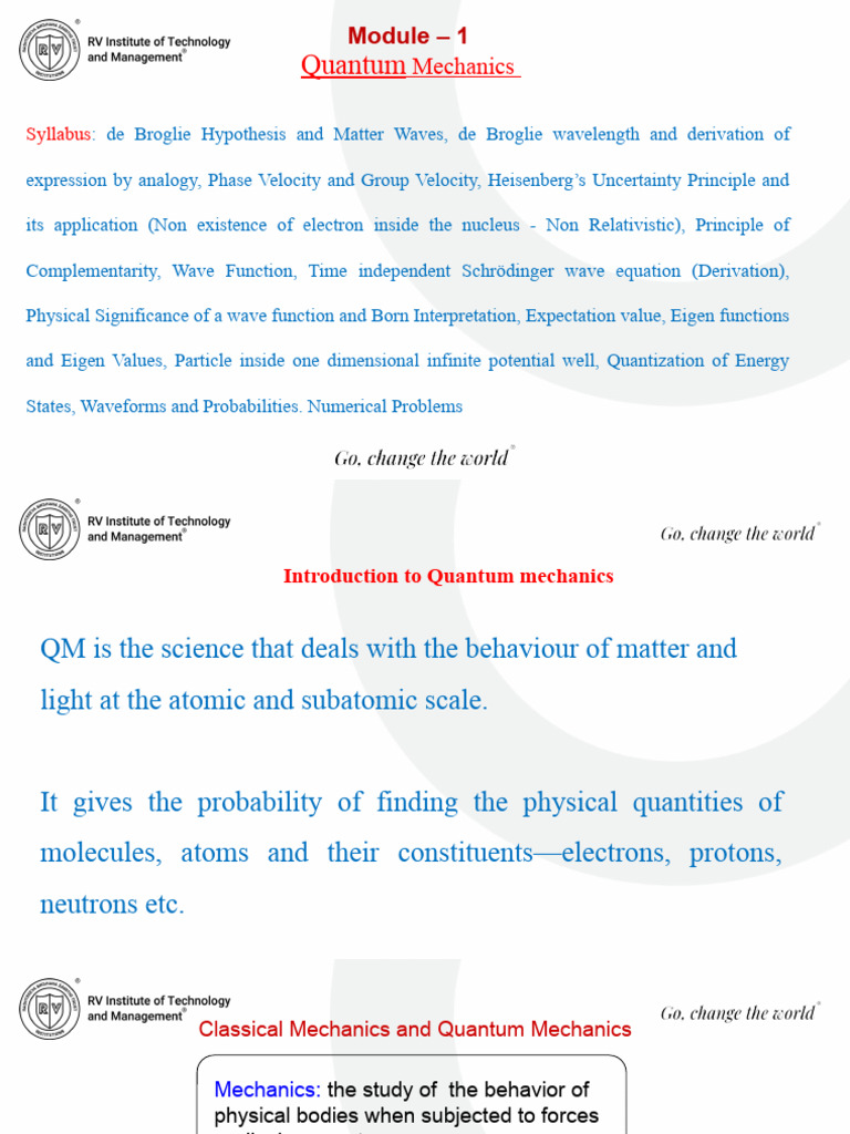 M 1 Quantum Mechanics | PDF | Waves | Electronvolt