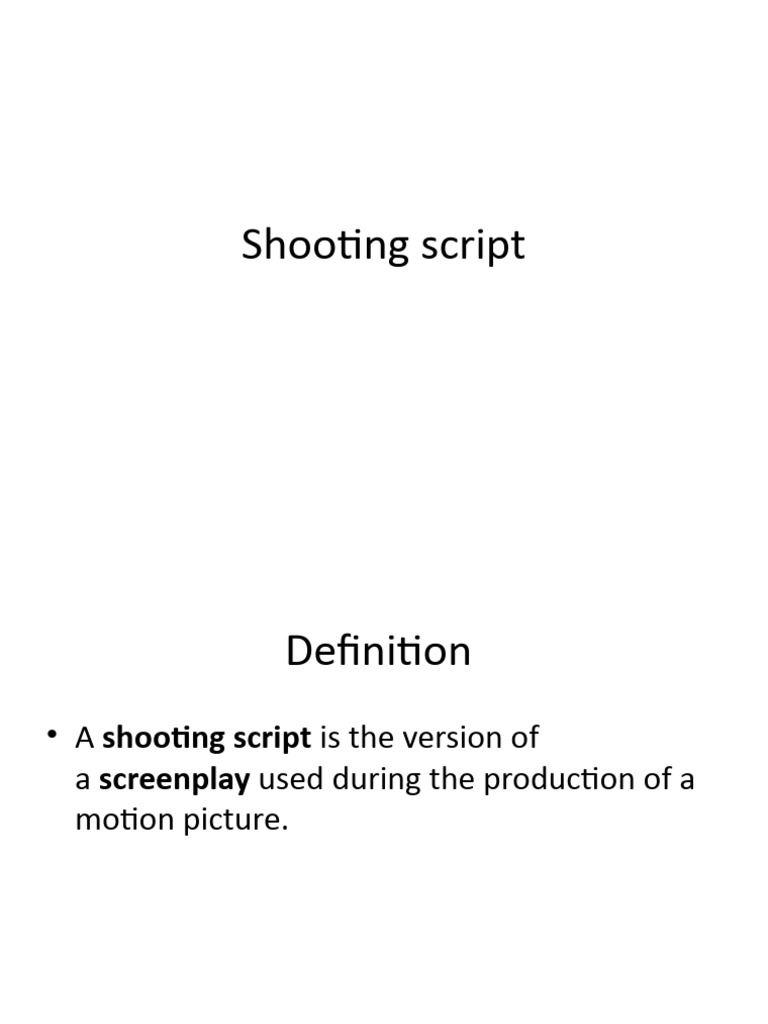 Shooting Script | PDF | Photograph | Camera
