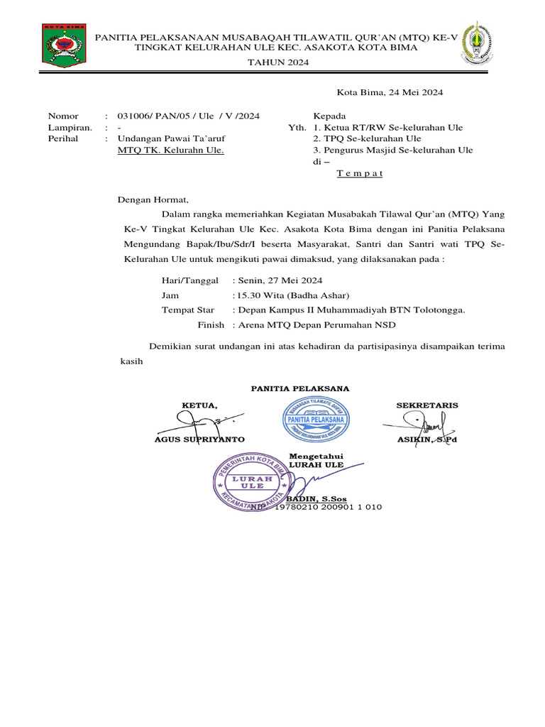 Undangan Pawai MTQ 2024 (1) | PDF