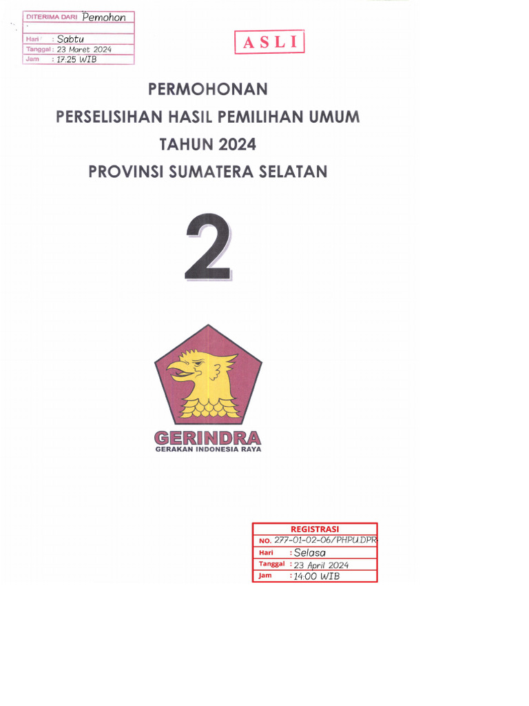 Permohonan Diregistrasi - 3561 - 4320 - Gerindra | PDF