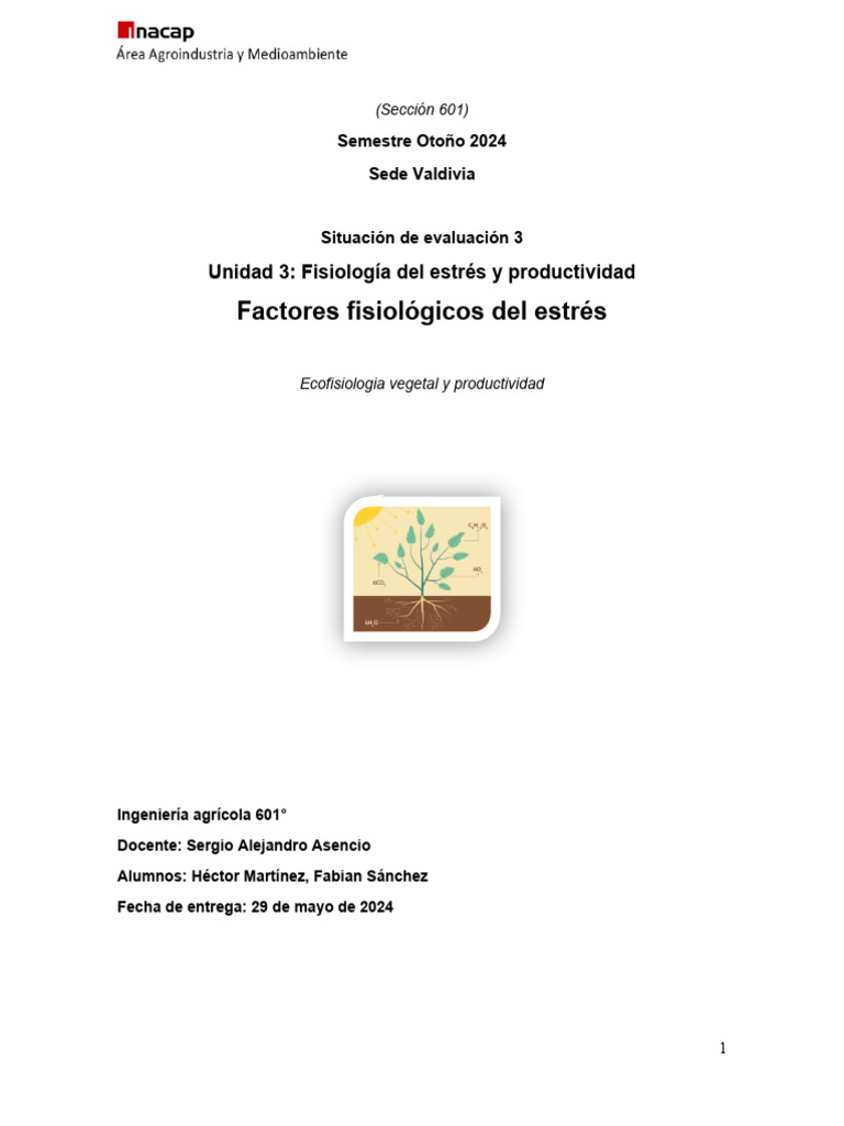 EV3. Factores Fisiologicos Del Estres. (FS-HM) | PDF | Fotosíntesis ...