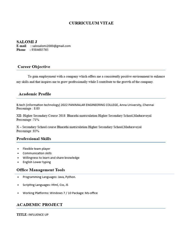 Salomi Resume | PDF