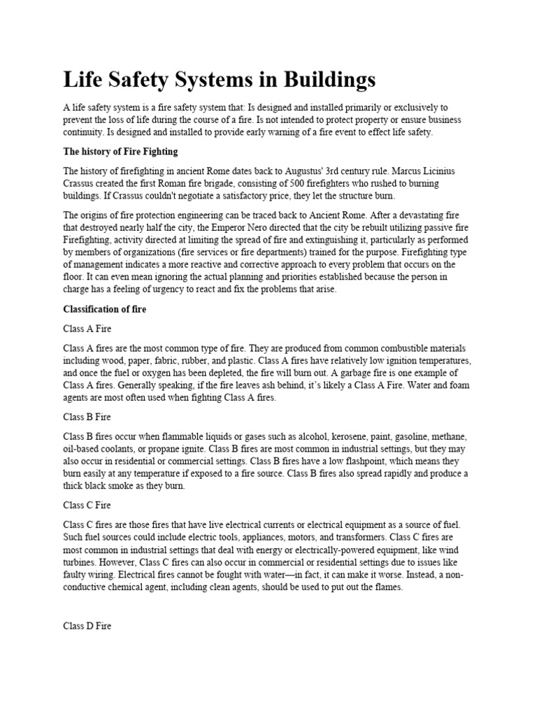 Life Safety System in Buildings | PDF | Fire Sprinkler System ...