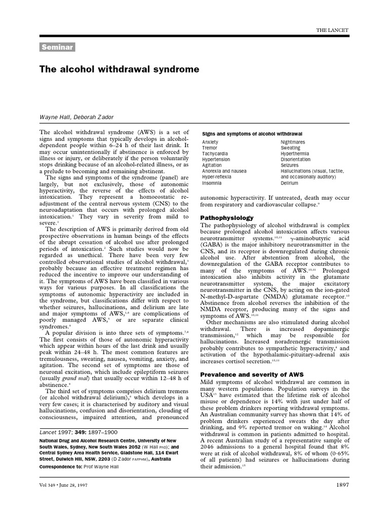 Understanding Alcohol Withdrawal Syndrome | PDF | Alcoholism | Benzodiazepine