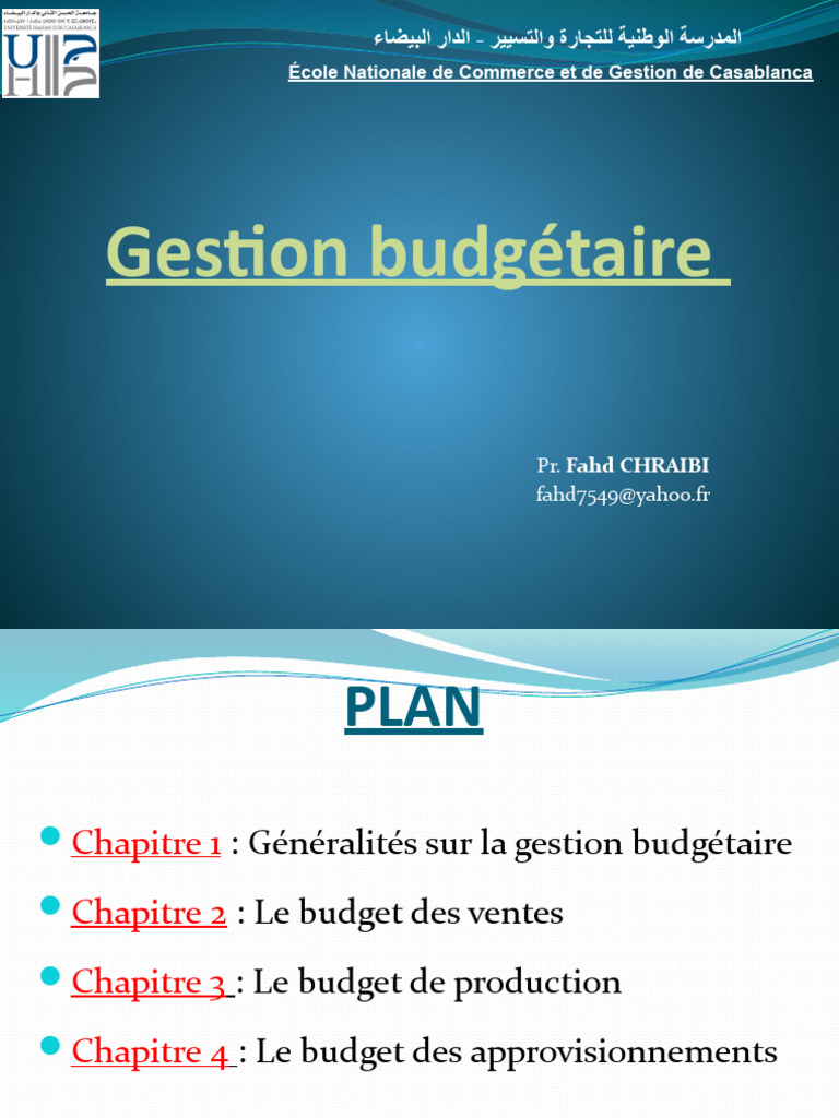 Cours Gestion Budgétaire | Télécharger gratuitement PDF | Budget | Inventaire