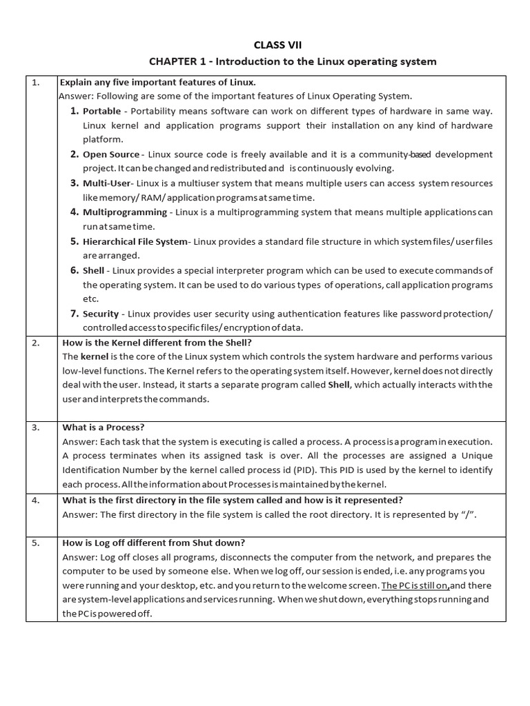 Class VII - Question Answers | PDF | Graphical User Interfaces | Linux