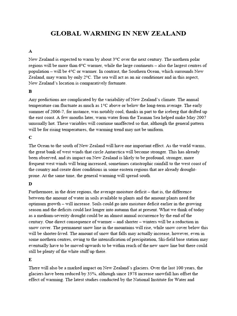 Week 5 - Reading - Global Warming in New Zealand | Download Free PDF ...