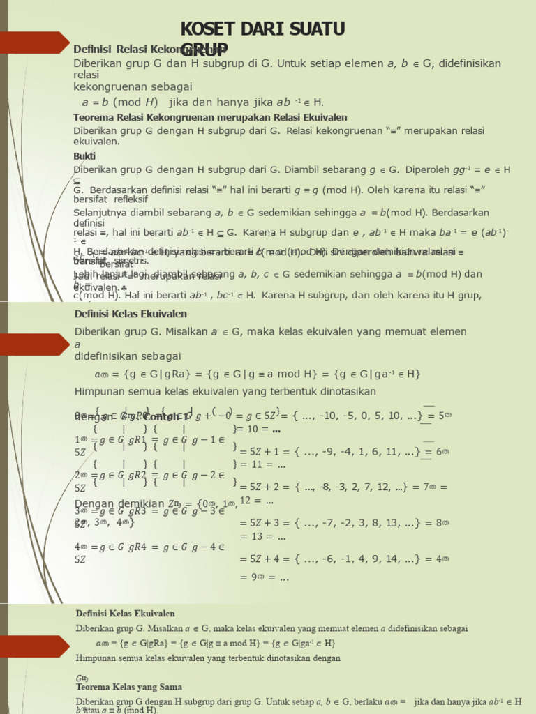 Koset Dari Suatu Grup | PDF | Metode & Bahan Ajar