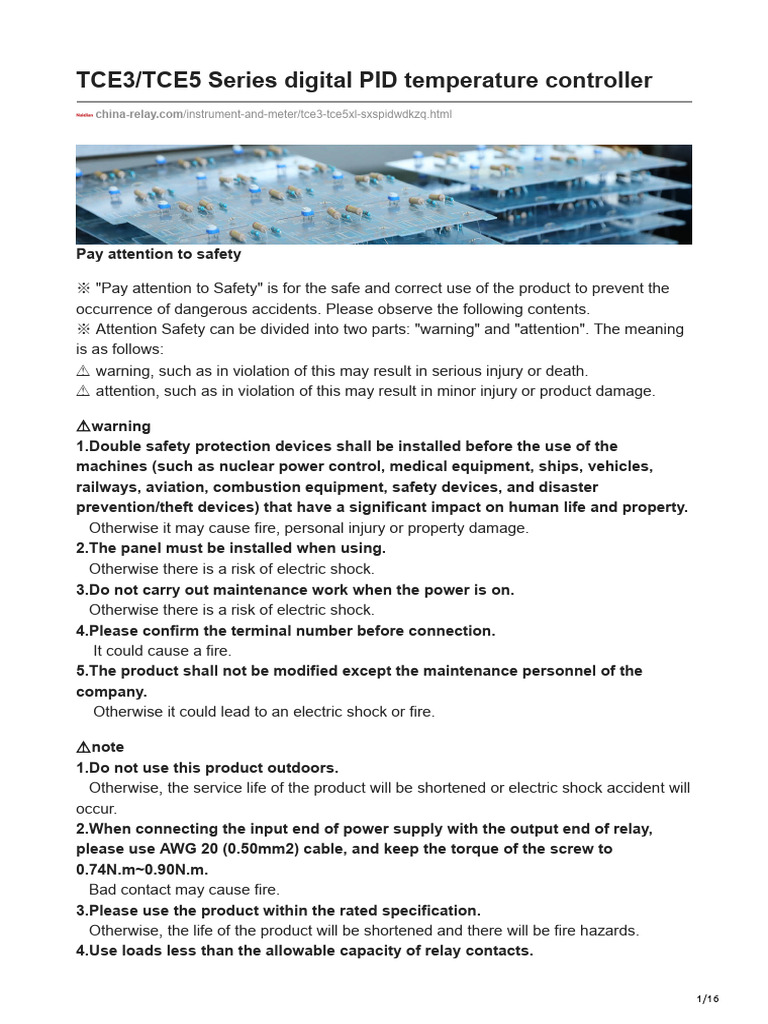 TCE3/TCE5 PID Controller Manual | PDF | Relay | Power Supply