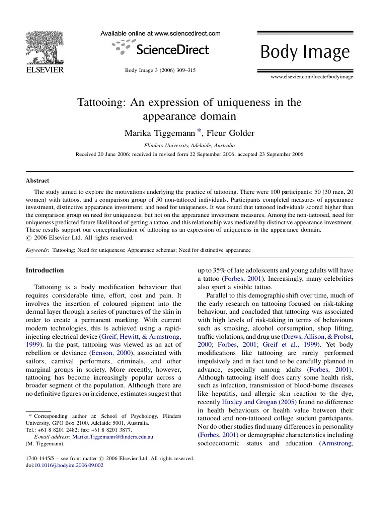 Tattooing as Unique Self-Expression | PDF | Regression Analysis | Likert Scale