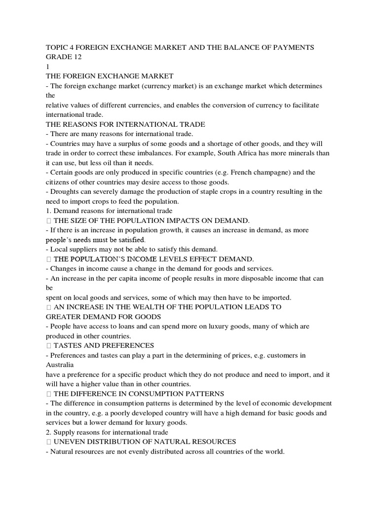 Economics Notes | PDF | Balance Of Payments | Exchange Rate