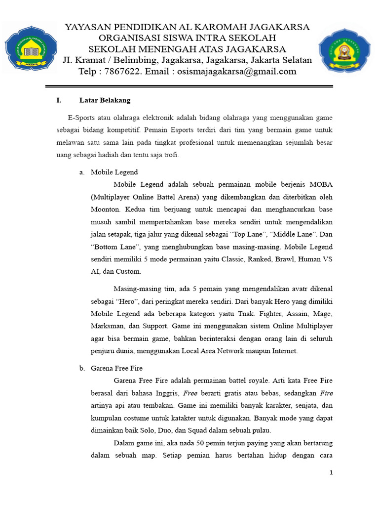 Proposal Esport | PDF