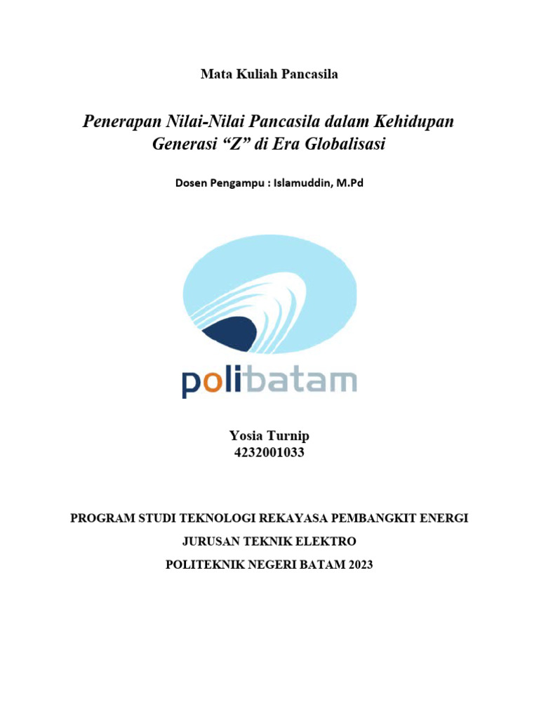 Yosia Turnip - RPE 6B PAGI - Tugas Paper - Pancasila | PDF