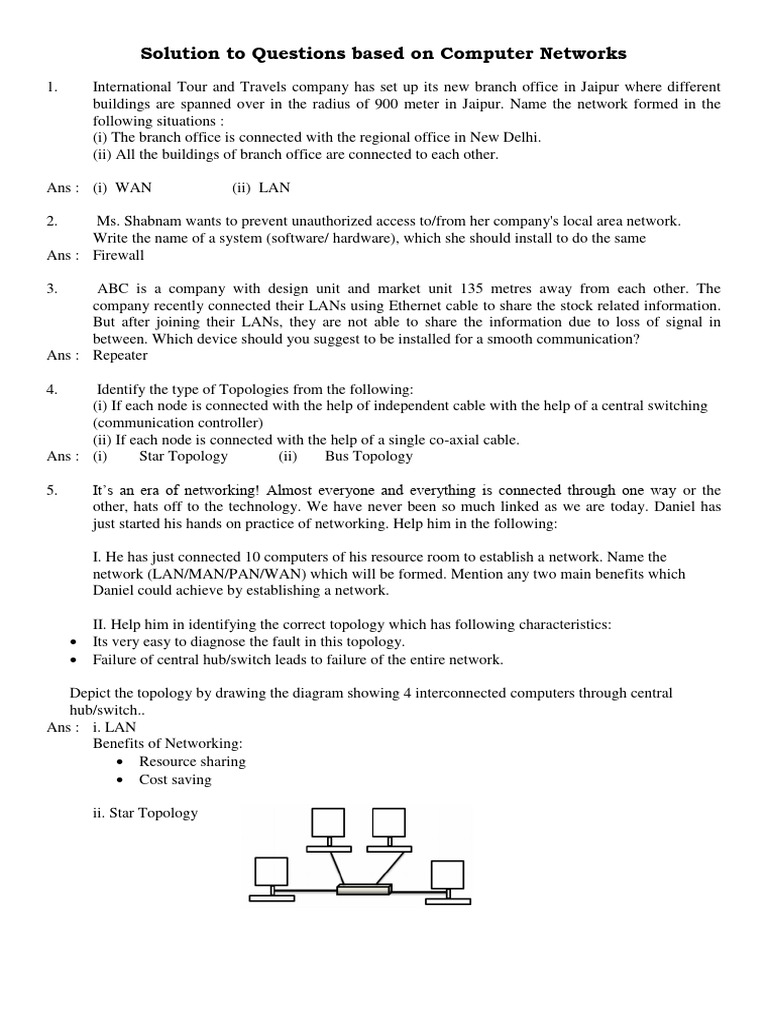 QA Based On Computer Networks | PDF | Computer Network | Network Topology