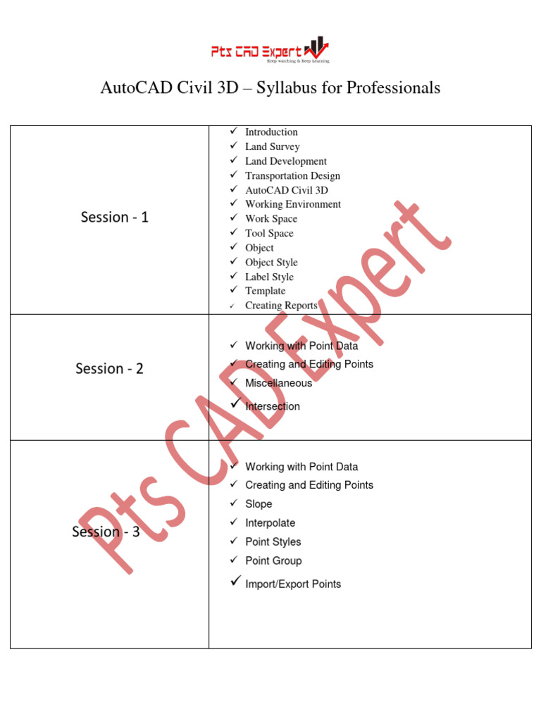 AutoCAD Civil 3D SYLLABUS - bf1f799d 05a6 4c32 96d1 8f42e15ef179 | PDF ...