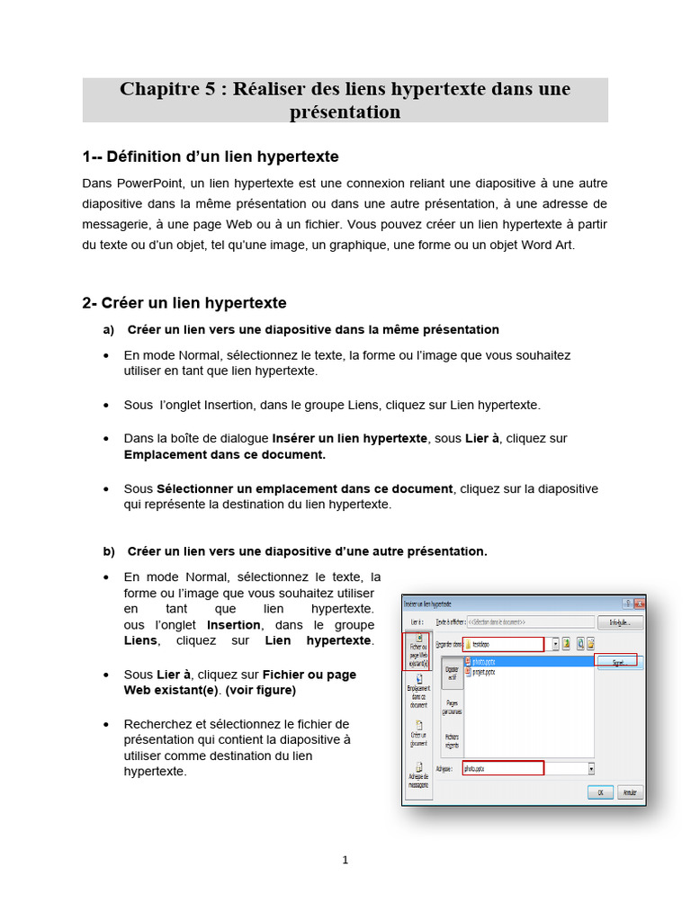 Créer des liens hypertexte dans PowerPoint | PDF | Hyperlien | Internet