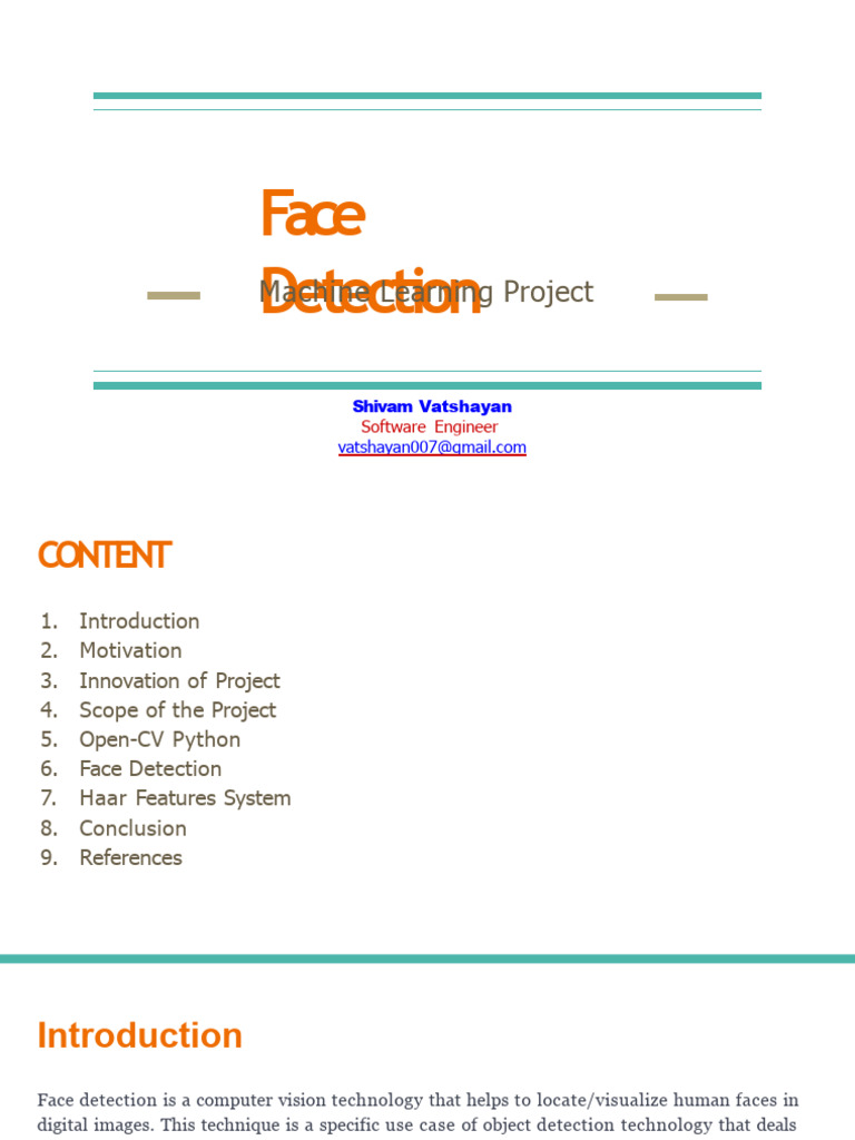 Face Detection PPT | PDF | Image | Computing