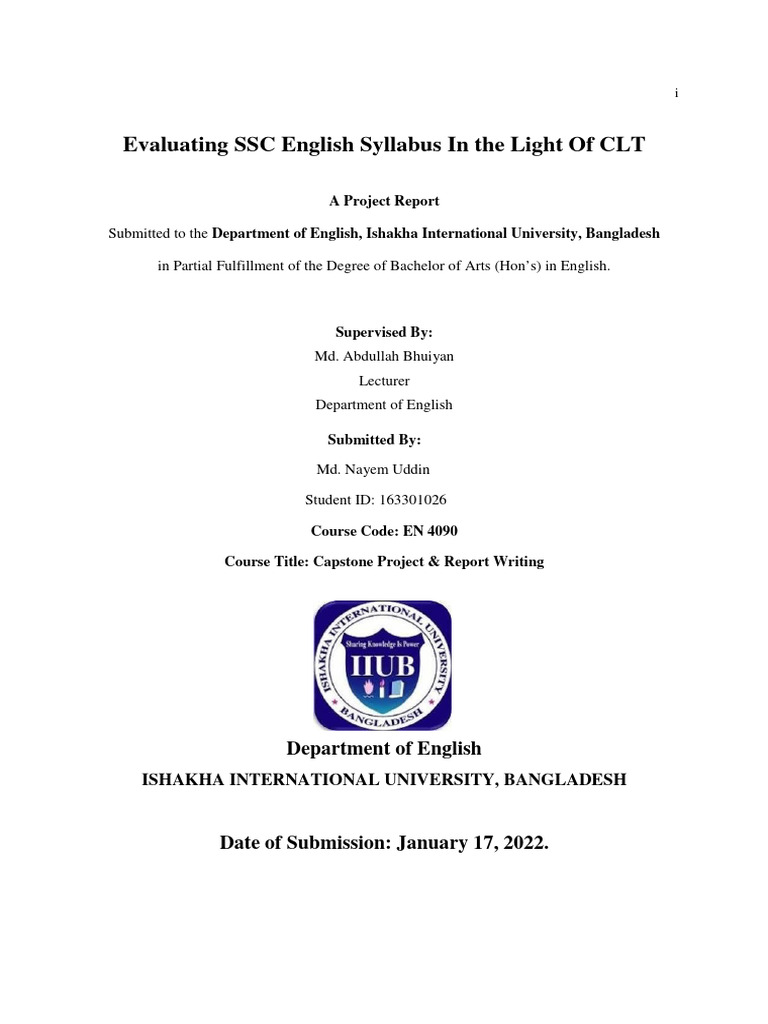 Evaluating SSC English Syllabus in The Light of CLT | PDF | Survey Methodology | English As A ...