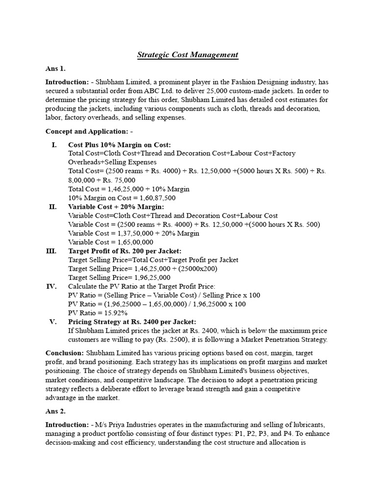 Strategic Cost Management | PDF | Cost Accounting | Cost