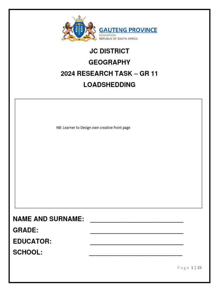 Grade 11 Geography Task on Loadshedding | PDF | Hypothesis | Science