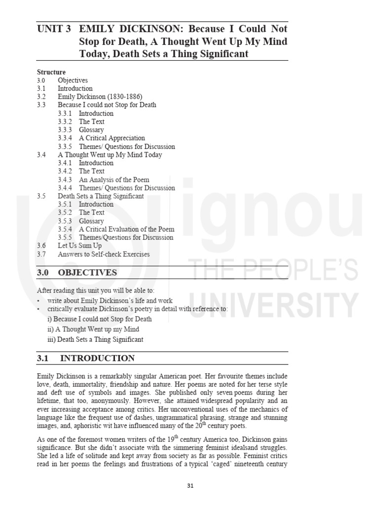 Unit 3 | Download Free PDF | Emily Dickinson | Thought
