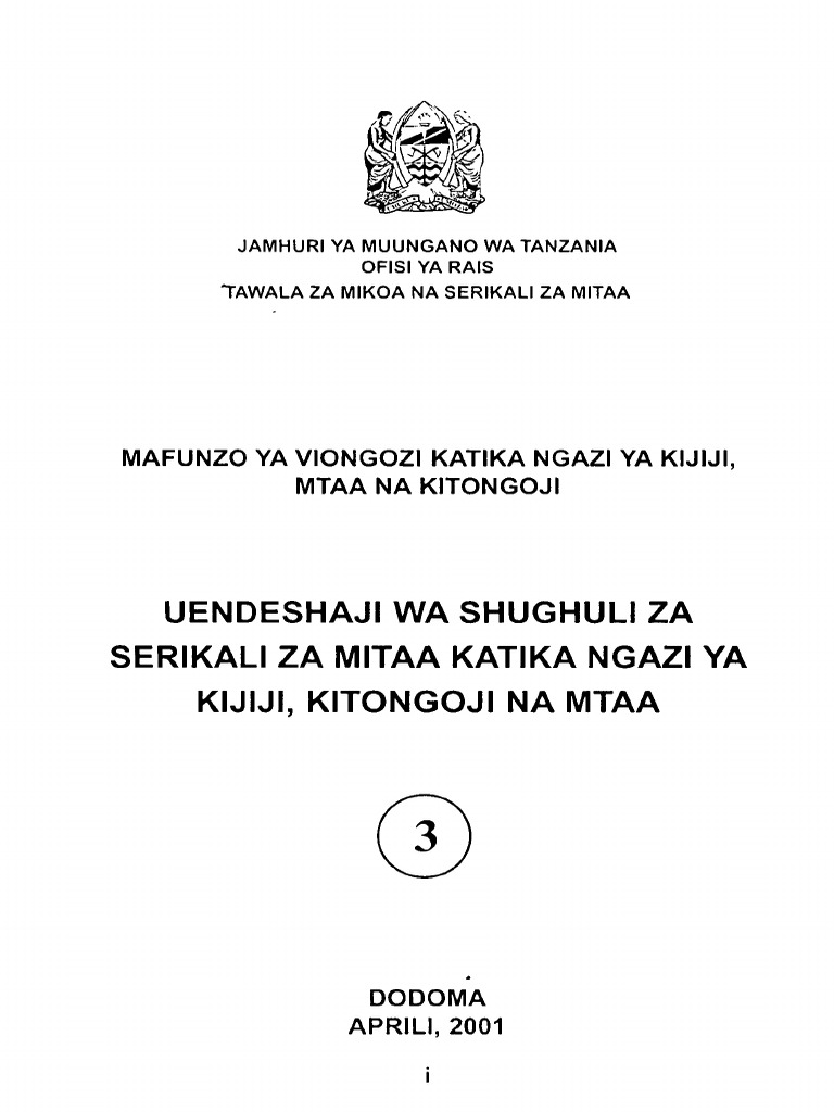 Uendeshaji Wa Shughuli Za Serikali Za Mitaa Katika Ngazi Ya Kijiji ...