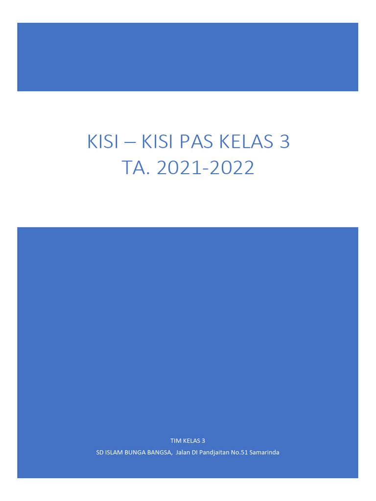 Kisi-Kisi PAS All Mapel (Untuk Siswa) | PDF