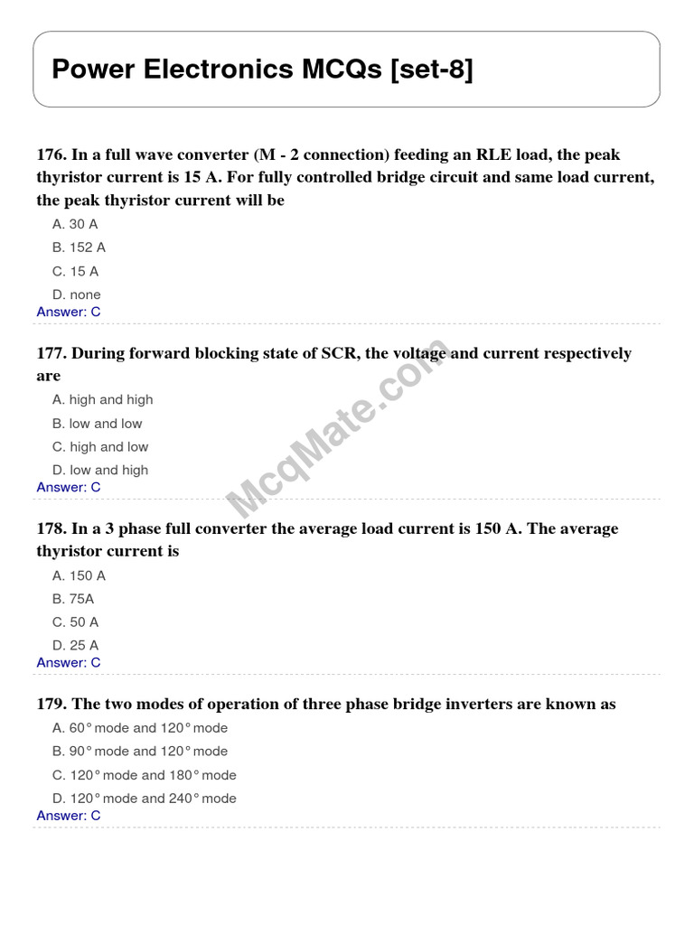 Power Electronics Set 8 | PDF | Electromagnetism | Electrical Engineering