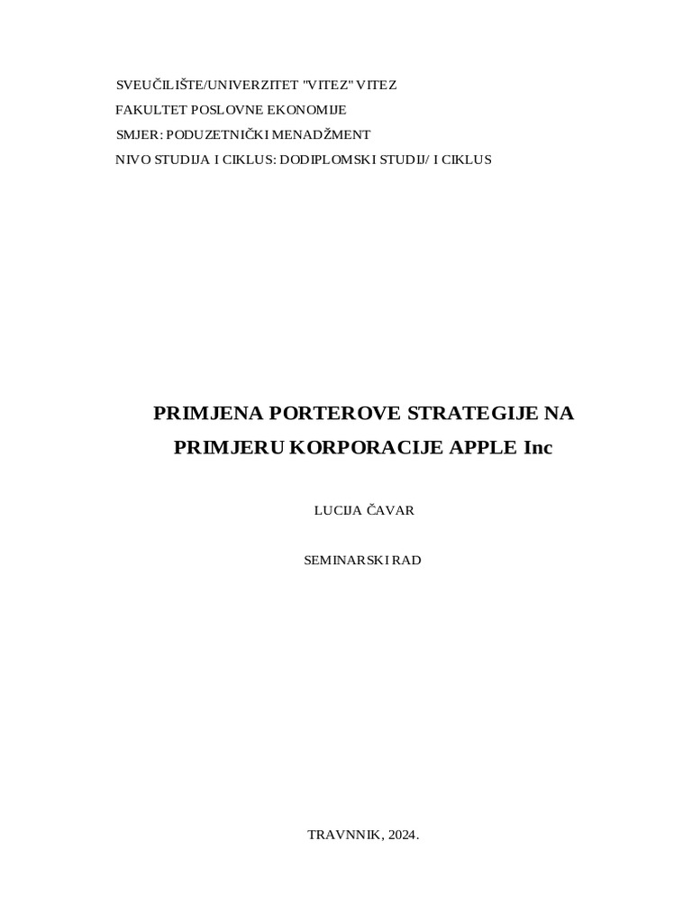 Porterova Strategija Apple | PDF