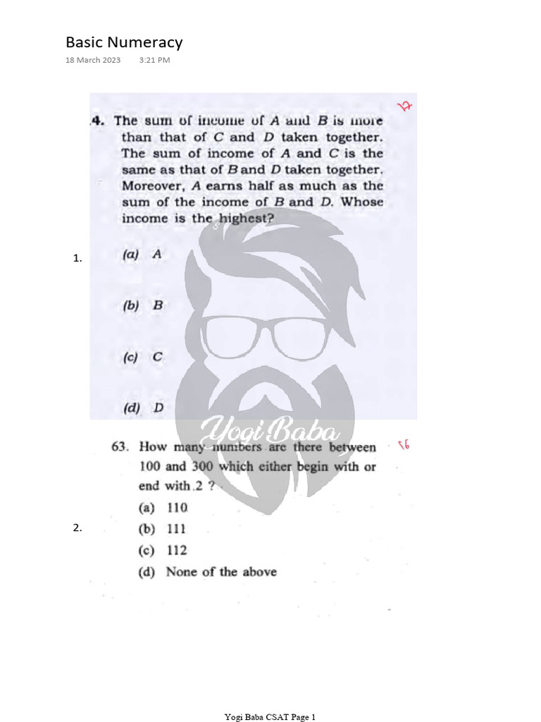 Basic Numeracy | PDF