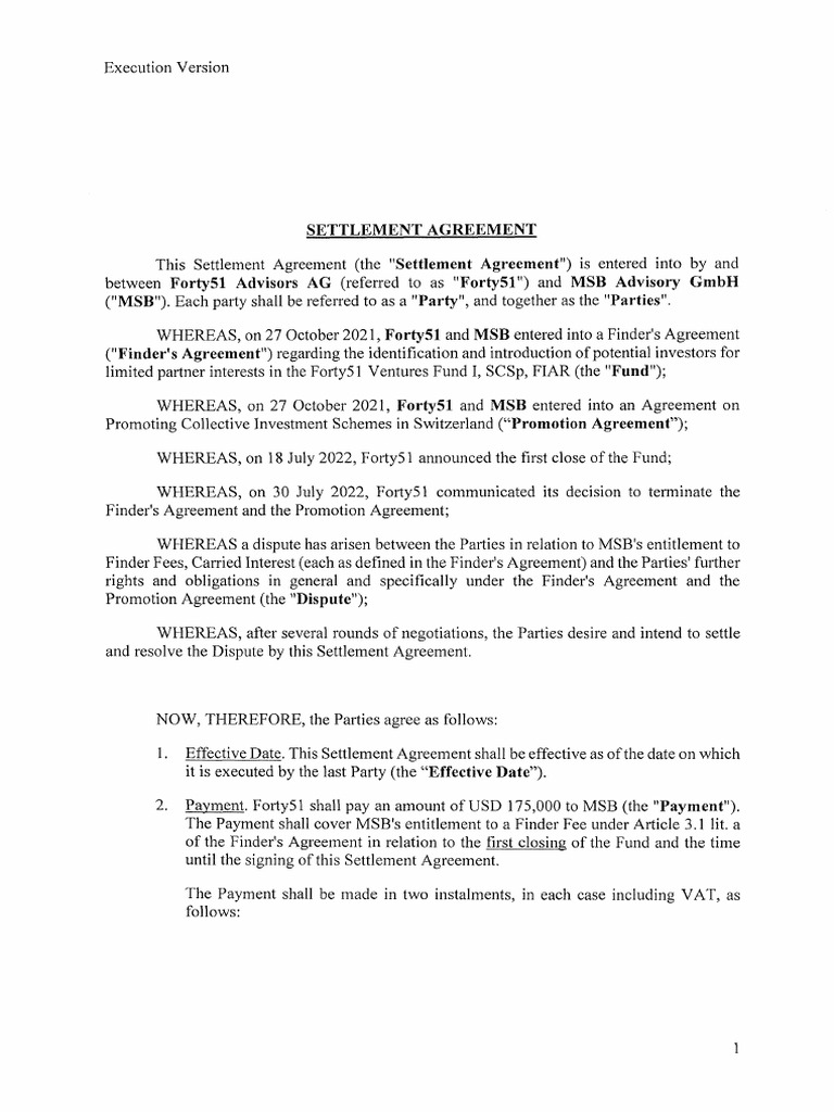 2023.06.30 Settlement Agreement (SW-06870842) - Countersigned | PDF ...