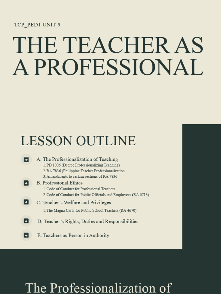 The Teacher As A Professional | PDF | Teachers | Academic Degree