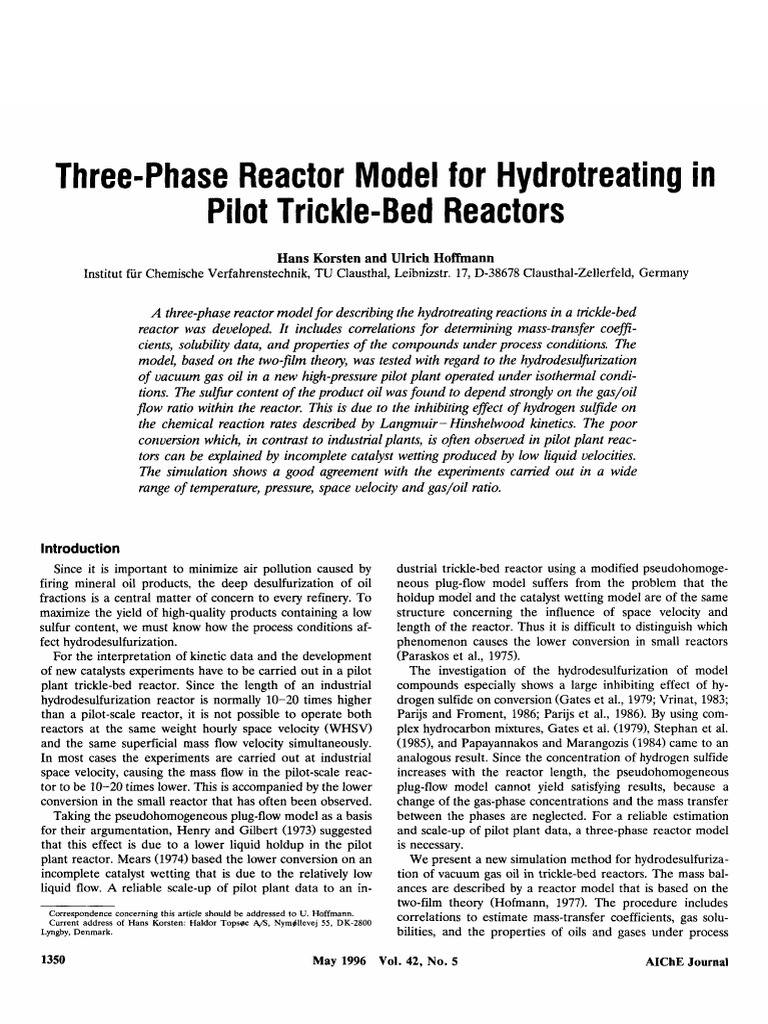 Three Phase Reactor Model Pilot Trickle | PDF | Gas Chromatography ...