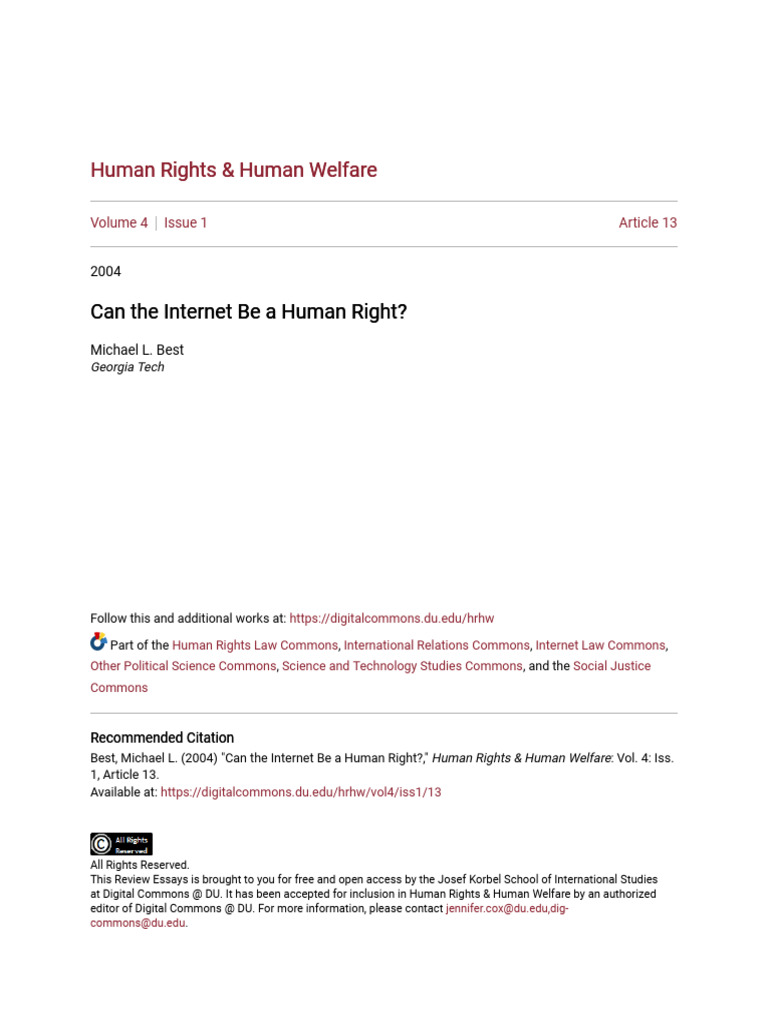Can The Internet Be A Human Right | PDF | Freedom Of Speech | Internet