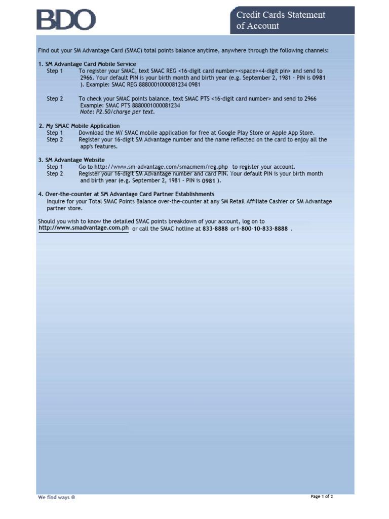 SM Advantage Card Mobile Service: We Find Ways ® | Download Free PDF ...