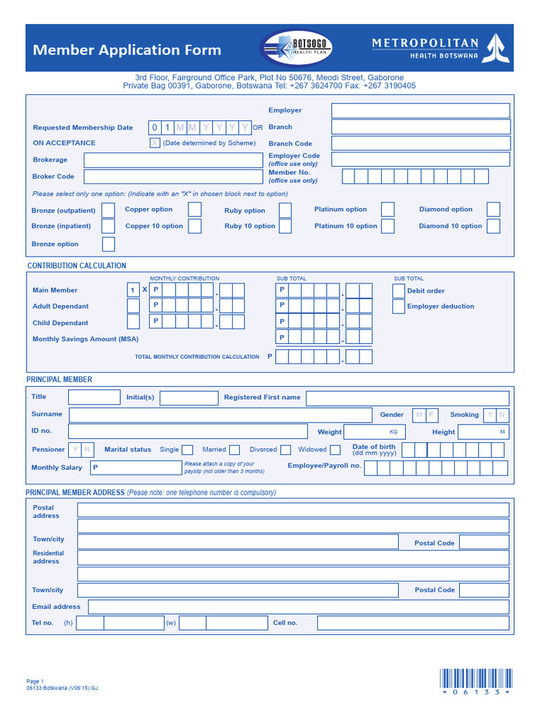 02-09-2015 - 2015 Botsogo Member Application Form | PDF | Chronic ...