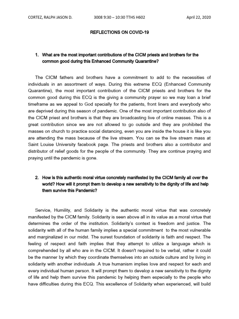 CICM Contributions During COVID-19 | PDF | Dignity | Social Psychology
