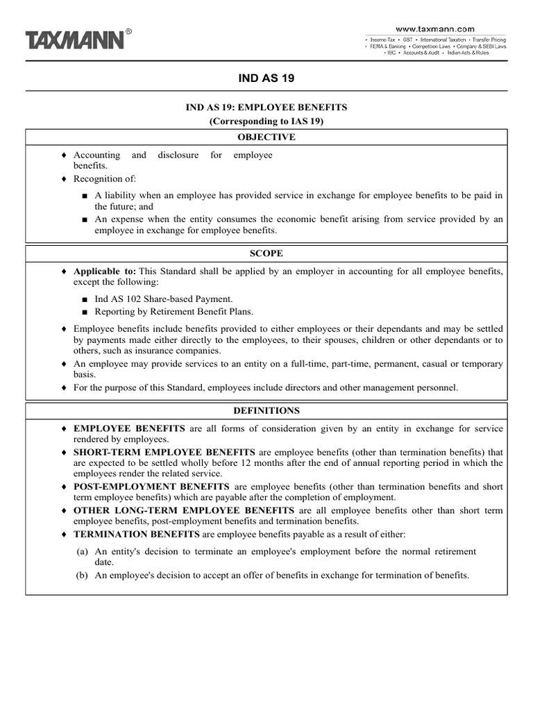 IND AS 19: Employee Benefits Overview | PDF | Defined Benefit Pension ...