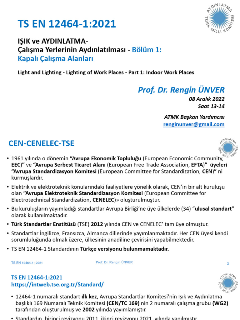 TS EN 12464-1:2021: Işik Ve Aydinlatma-Çalışma Yerlerinin ...