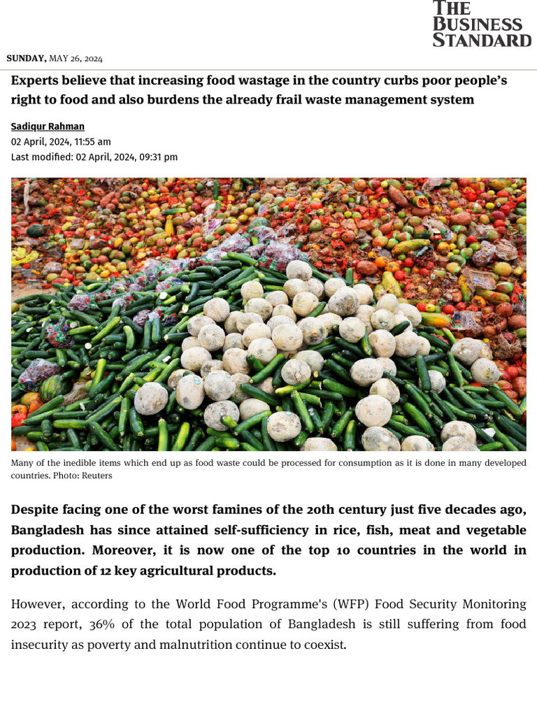 Reducing Waste Is A Must To Protect People's Right To Food Security ...