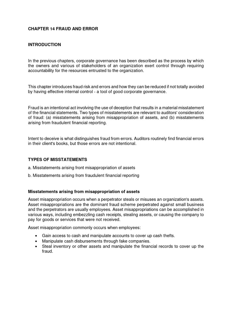 Gbric202 Chapter14 Fraudanderror | PDF | Fraud | Embezzlement