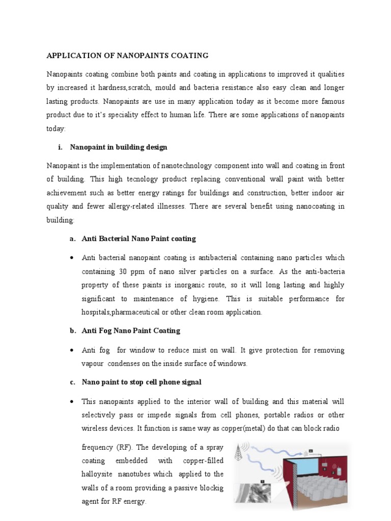Application of Nano in Paints and Coating | PDF | Paint | Nanotechnology