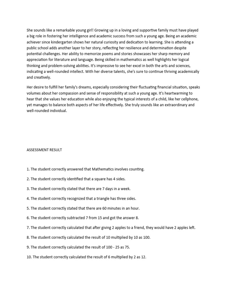 Assessment Resu-Wps Office | PDF | Arithmetic | Multiplication