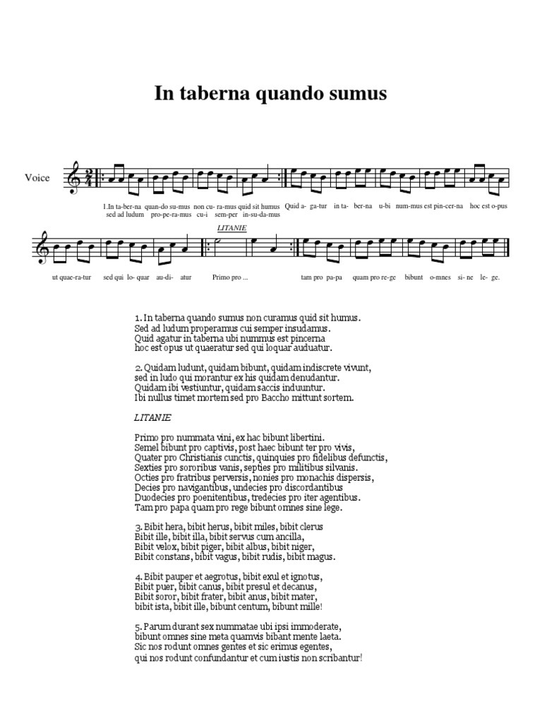 In Taberna Quando Sumus (Anonimo) | PDF