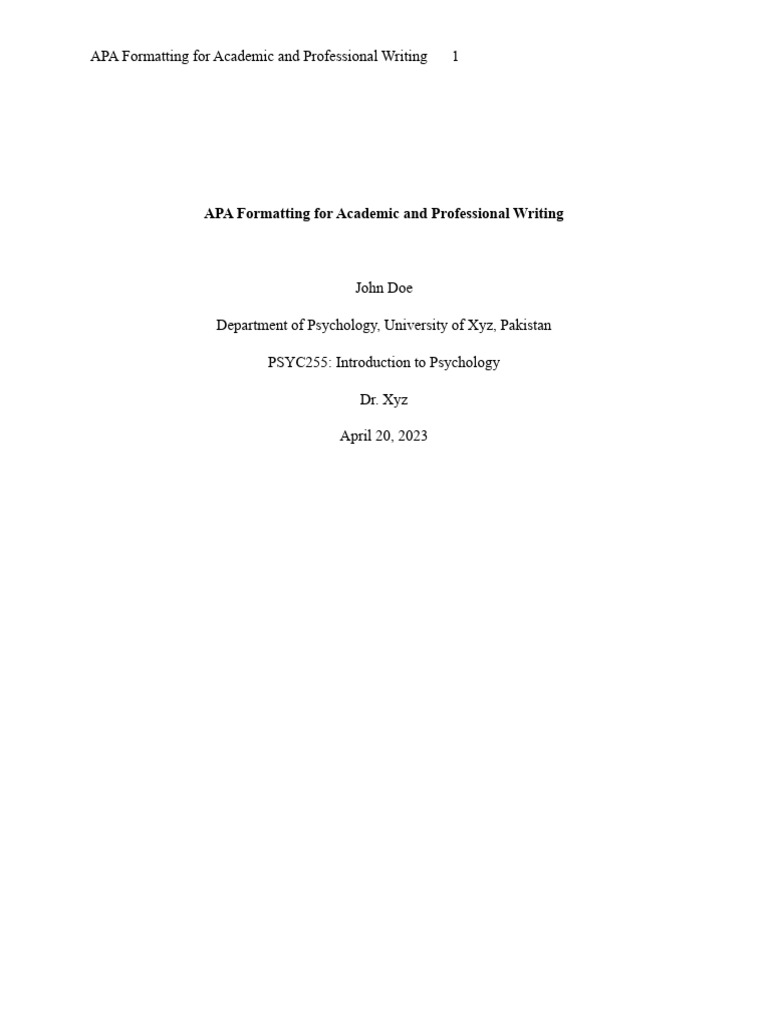 APA Writing Styles For Academic and Professional Writing | PDF | Apa ...