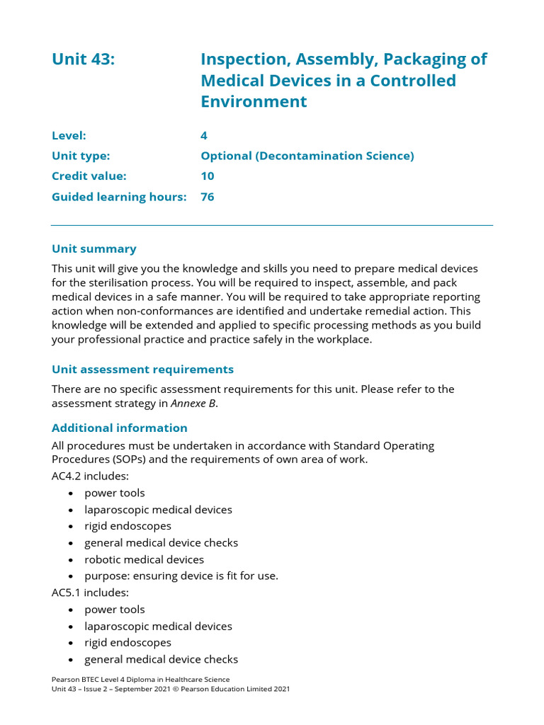 Inspect Assembly Pack of Medical Devices | PDF | Medical Device ...