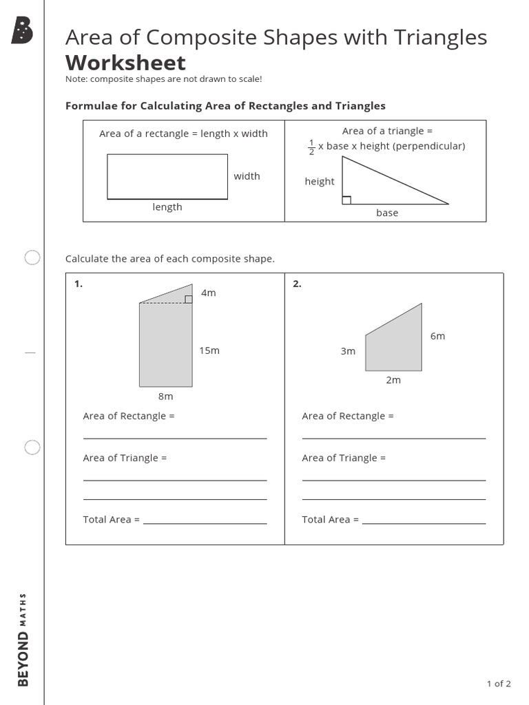 Composite Shapes Area Worksheet | PDF | Area | Triangle
