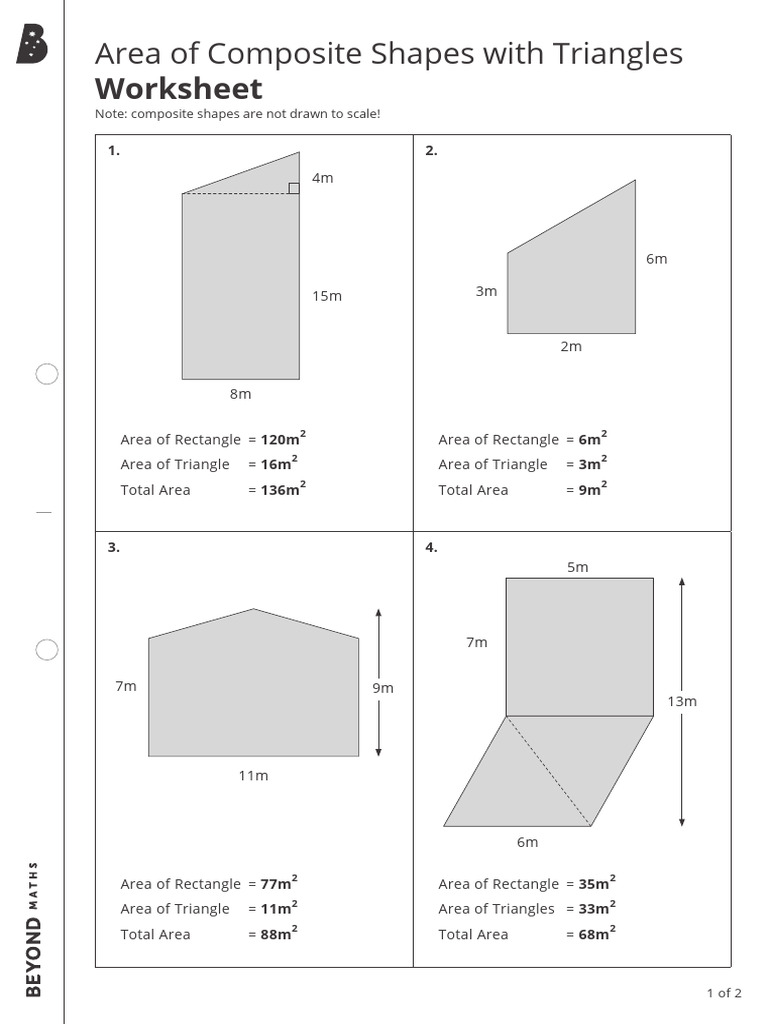 Area of Composite Shapes Worksheet | PDF | Elementary Geometry ...